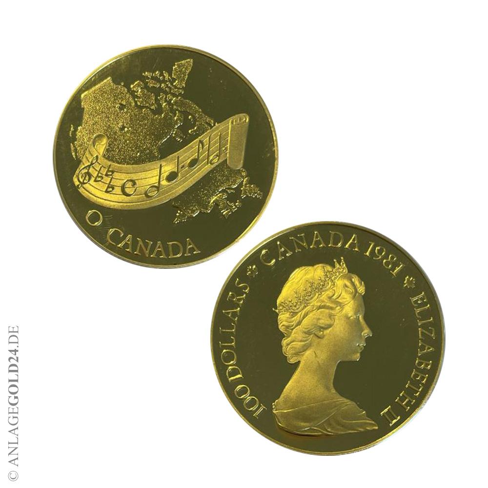 1/2 oz Gold 100 Dollar O Canada 1981 PP im Etui --> Goldmünzen ...