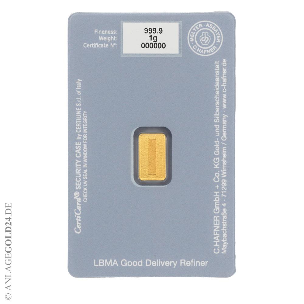 1 Gramm Gold Geschenkbarren C.Hafner For You BLAU --> Goldmünzen ...