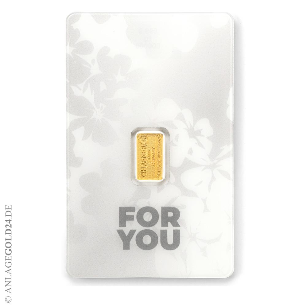 1 Gramm Gold Geschenkbarren C.Hafner For You WEISS --> Goldmünzen ...