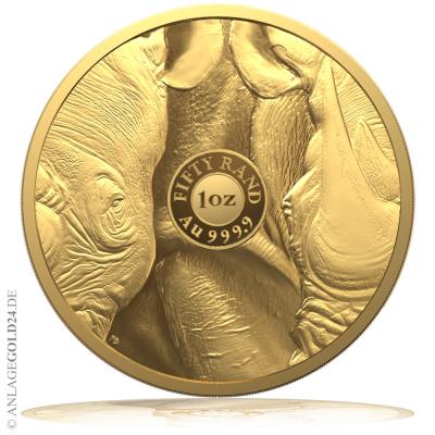 1 oz Gold The Big 5 II Rhino 2022 PP --> Goldmünzen Silbermünzen ...