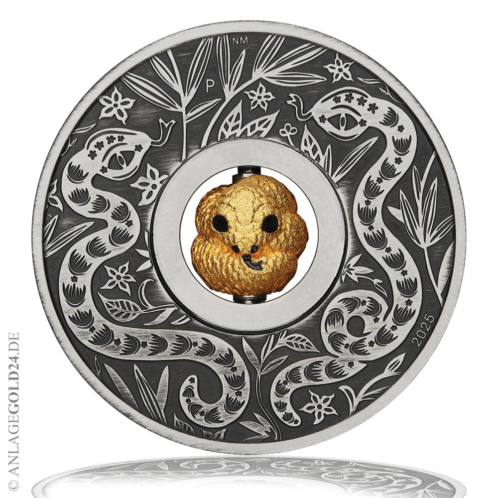 1 oz Silber Lunar III Jahr der Schlange Rotating Charm 2025 Antik ...