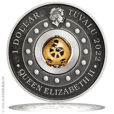 1 oz Silber Lunar III Jahr des Tigers - Rotierender Tiger 2022 Antik Finish --> Goldmünzen ...