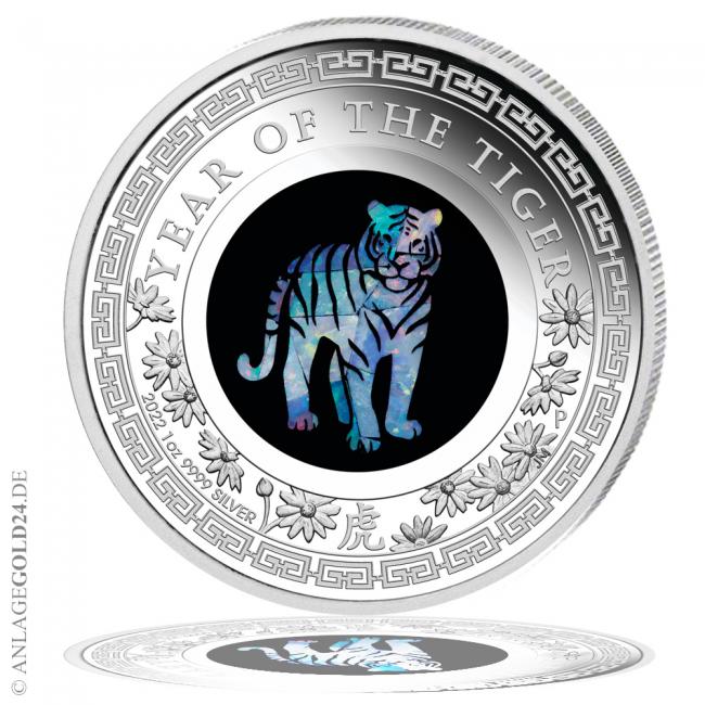 1 oz Silber Opal Lunar III Jahr des Tigers 2022 PP --> Goldmünzen Silbermünzen Goldbarren ...