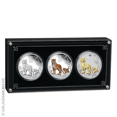 1 oz Silbertrio Lunar III - Jahr des Tigers 2022 --> Goldmünzen Silbermünzen Goldbarren ...