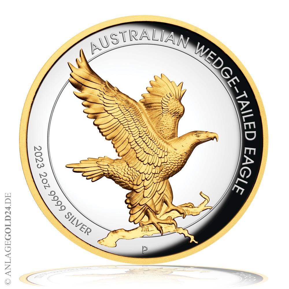 2 oz Silber Wedge-Tailed Eagle 2023 Gilded Coin PP --> Goldmünzen ...