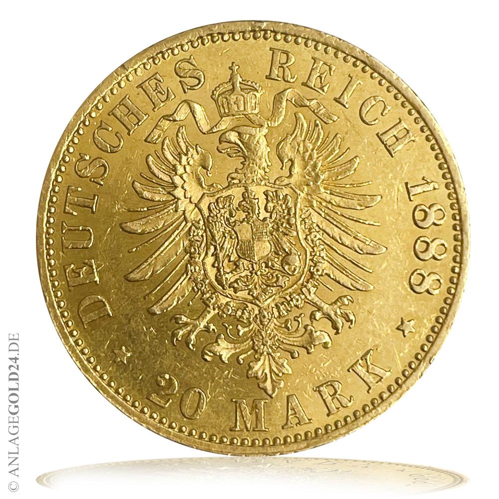 20 Mark Kaiser Friedrich III. Jaeger 248 1888 --> Goldmünzen ...