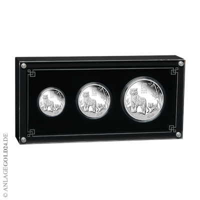 3-Coin Set Silber Lunar III - Jahr des Tigers 2022 PP --> Goldmünzen Silbermünzen Goldbarren ...