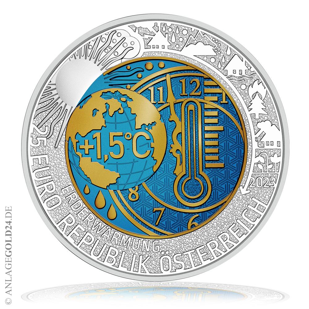 25 Euro Silber Niob Erderwärmung 2023 Handgehoben --> Goldmünzen ...