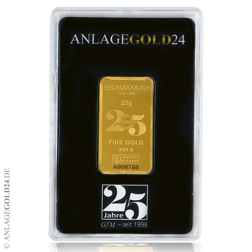 25 Gramm Jubiläums-Goldbarren Anlagegold24 --> Goldmünzen Silbermünzen ...