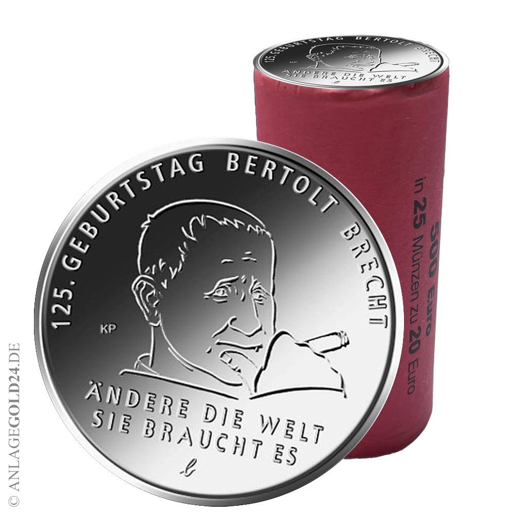 25er Rolle 20 Euro Gedenkmünze 125. Geburtstag Bertholt Brecht 2023 in ...