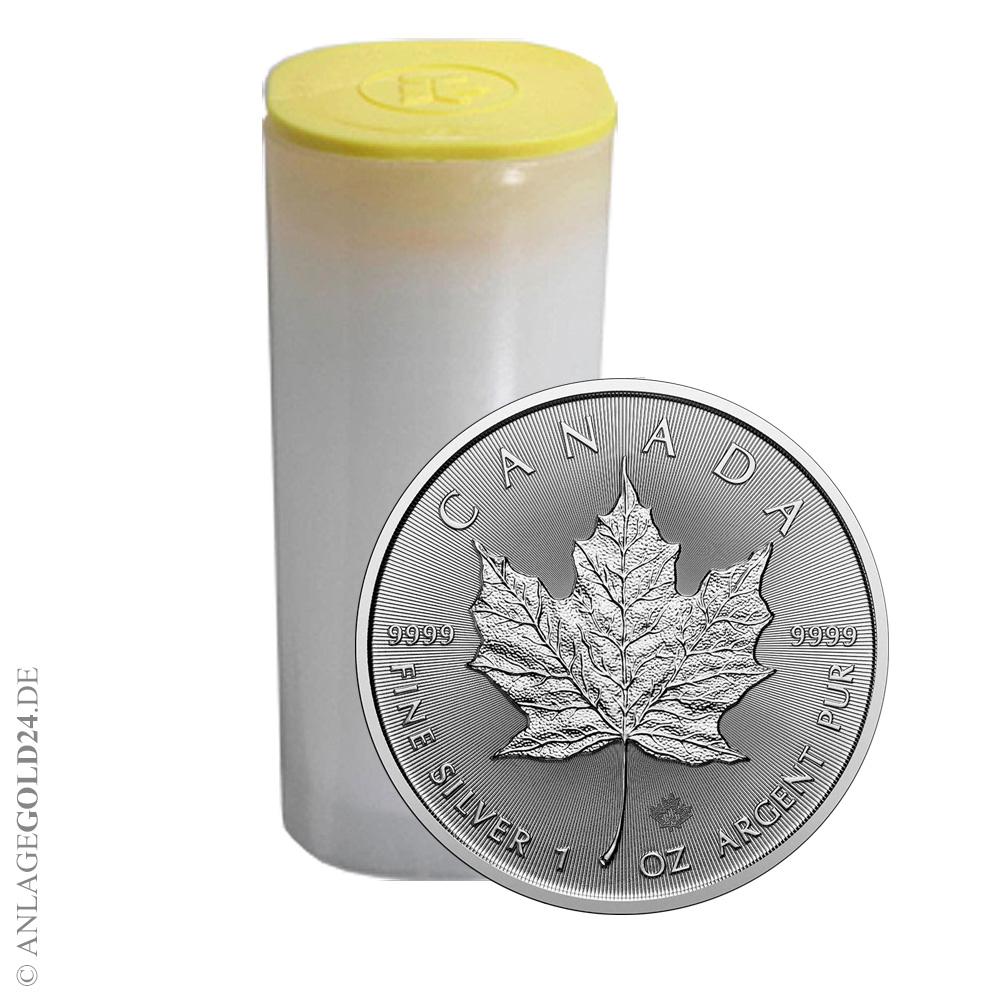 25er Tube 1 oz Silber Maple Leaf 2024 --> Goldmünzen Silbermünzen ...