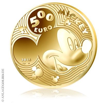 5 oz 500 Euro Gold - ©Disney - Mickey Mouse 2016 PP --> Goldmünzen ...