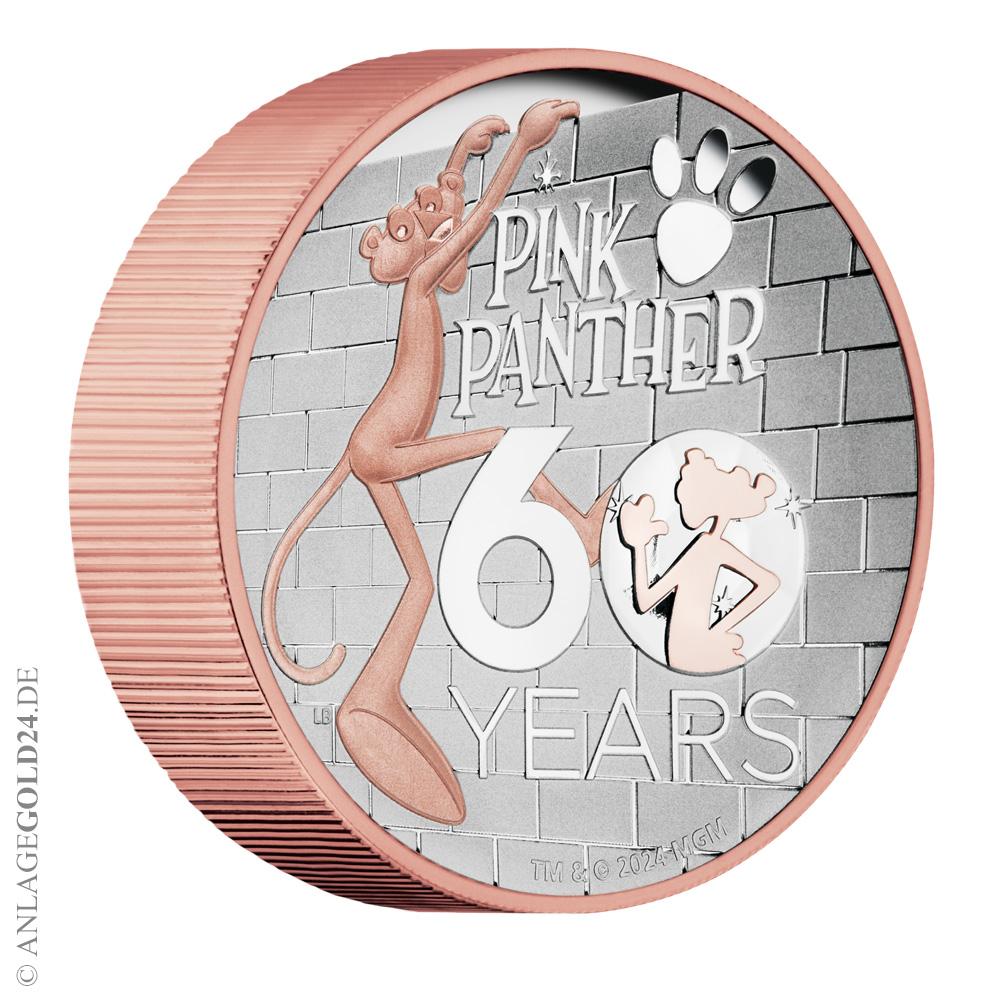 5 oz Silber 60 Jahre Pink Panther 2024 Gilded Coin PP --> Goldmünzen ...