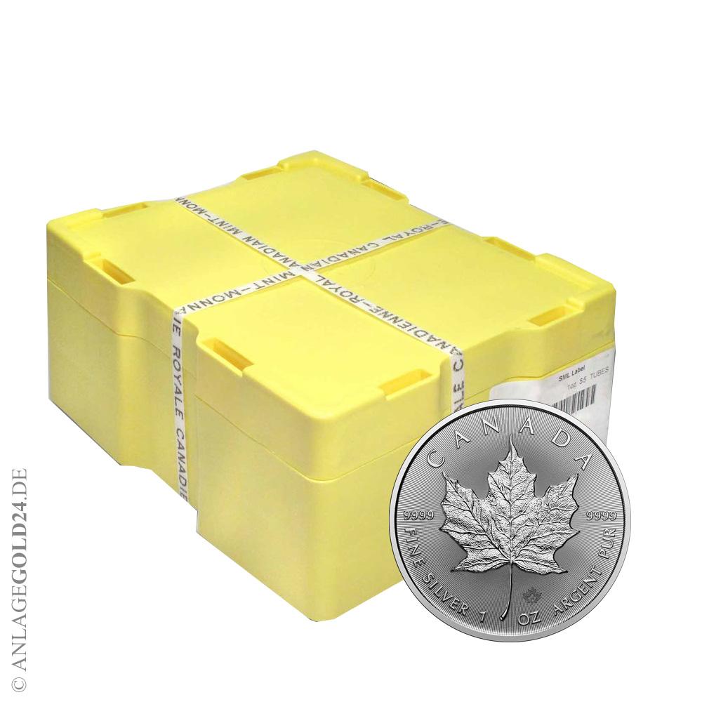 500er Masterbox 1 oz Silber Maple Leaf 2024 --> Goldmünzen Silbermünzen ...